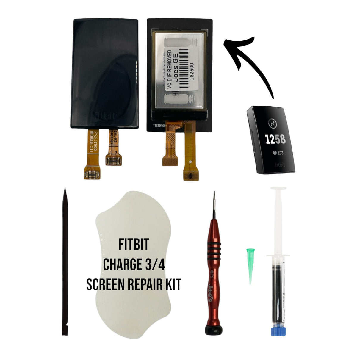 Fitbit Charge 3 4 FB410 FB409 FB417 LCD Screen Replacement Repair Kit ...